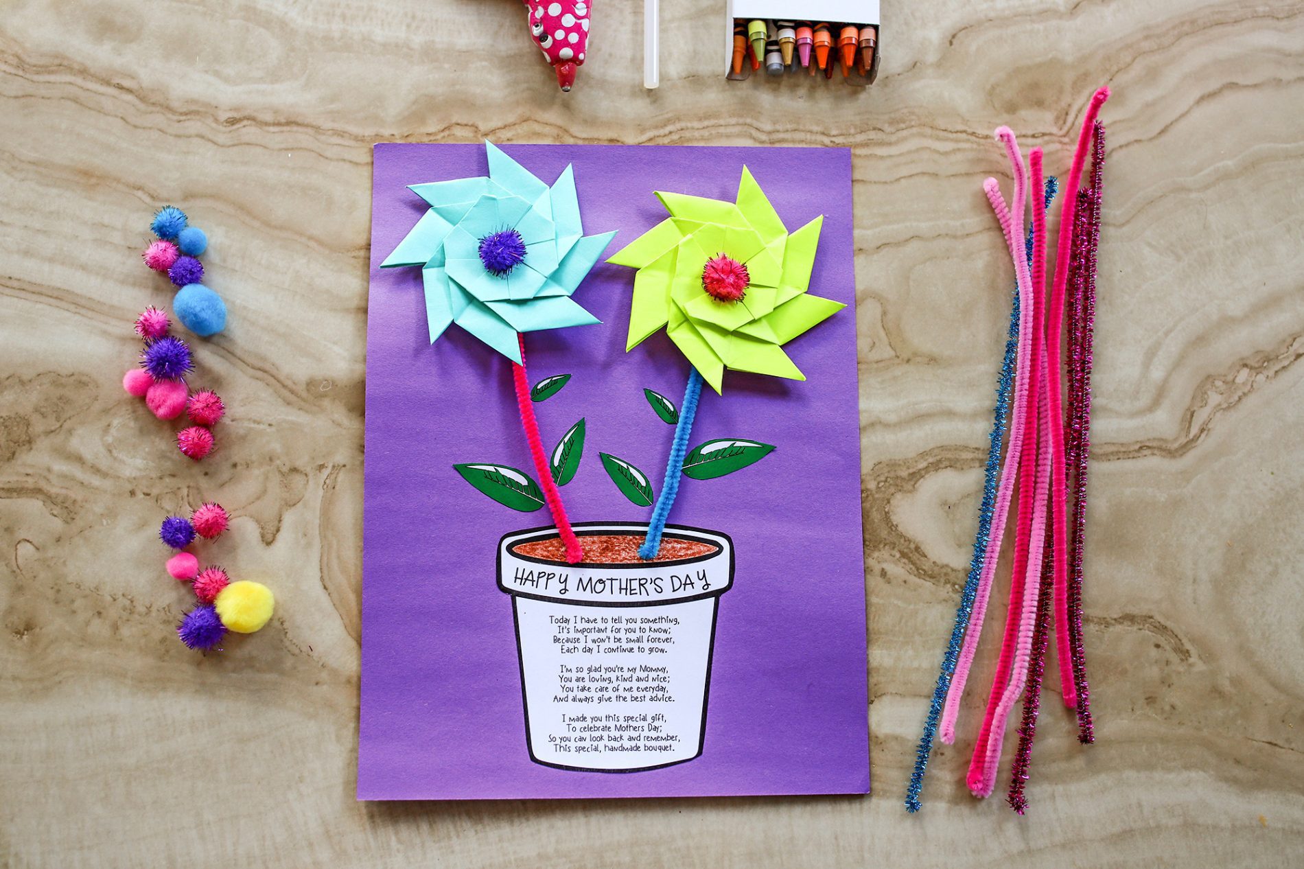 Mother's Day Flower Pot Printable Craft - The Super Mom Life