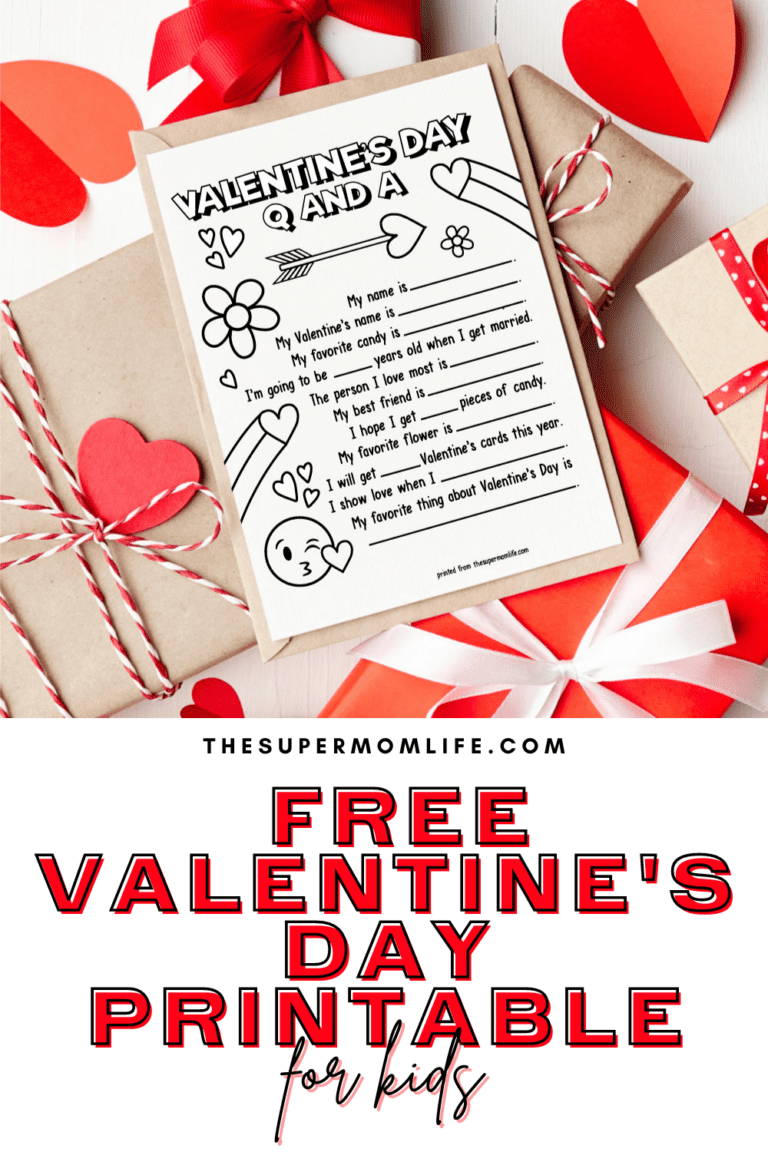 Valentine's Day Questionnaire Free Printable for Kids - The Super Mom Life