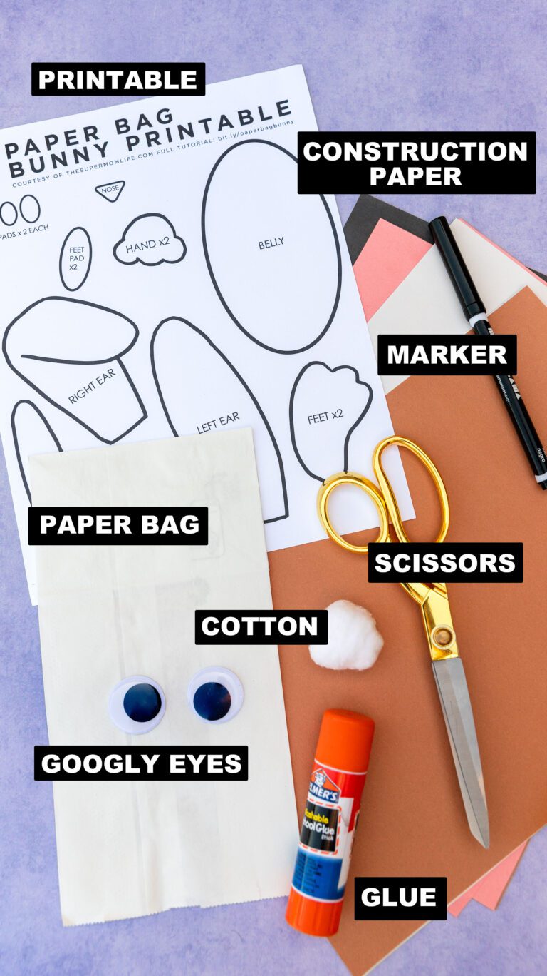 Bunny Paper Bag Craft Printable Template - The Super Mom Life