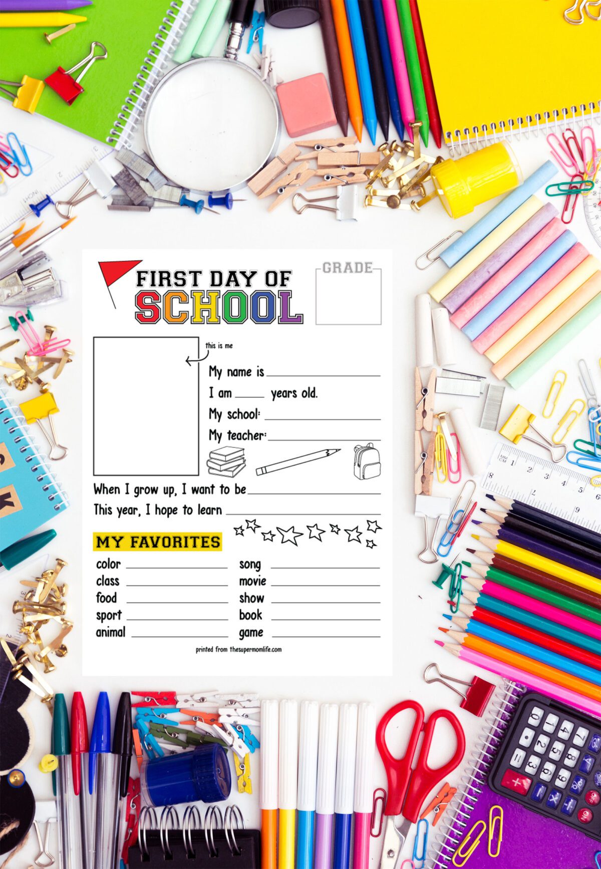 First Day of School Questionnaire Printable for Kids - The Super Mom Life