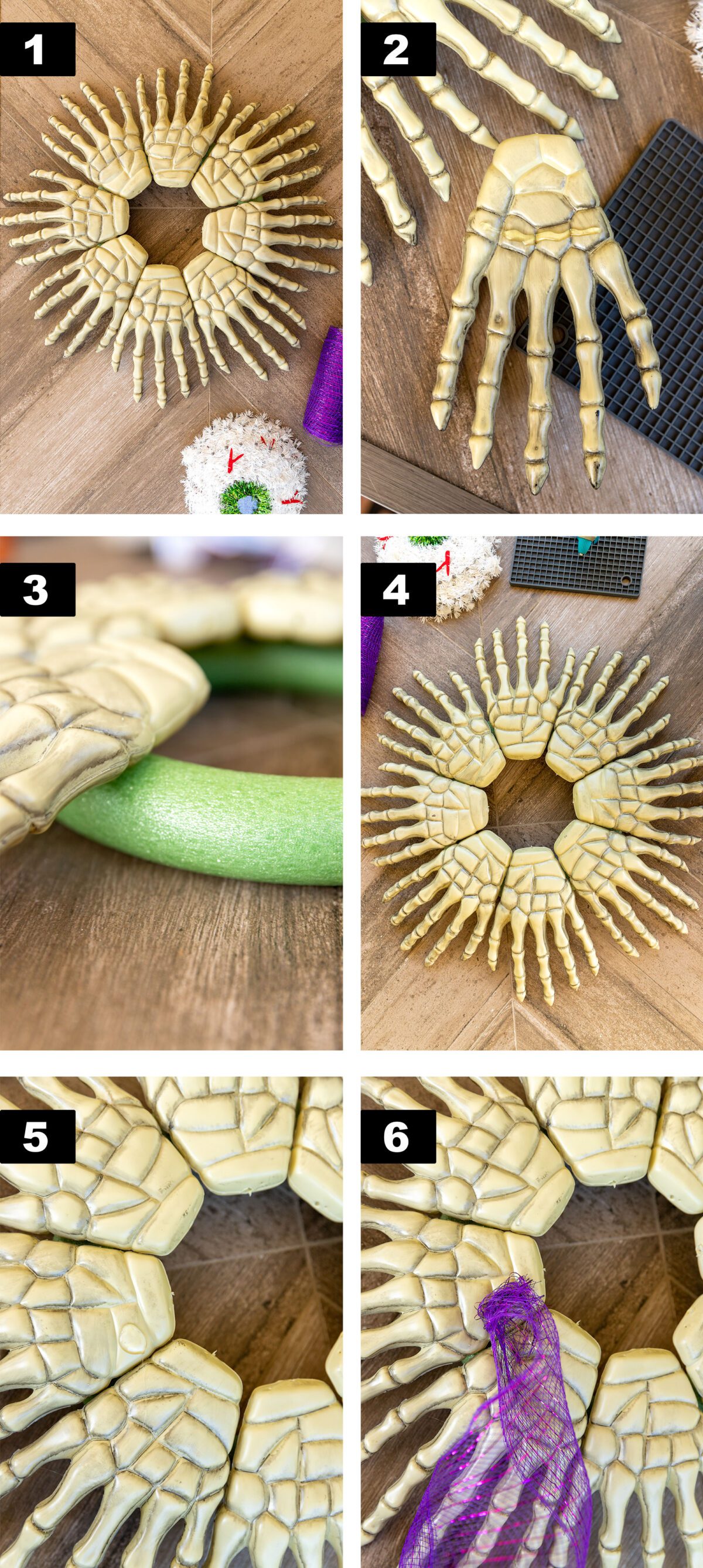 Halloween Skeleton Hand Wreath Dollar Tree Craft - The Super Mom Life