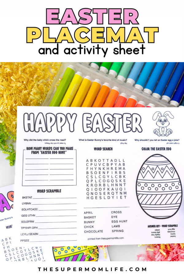 Easter Placemat and Activity Sheet Printable - The Super Mom Life